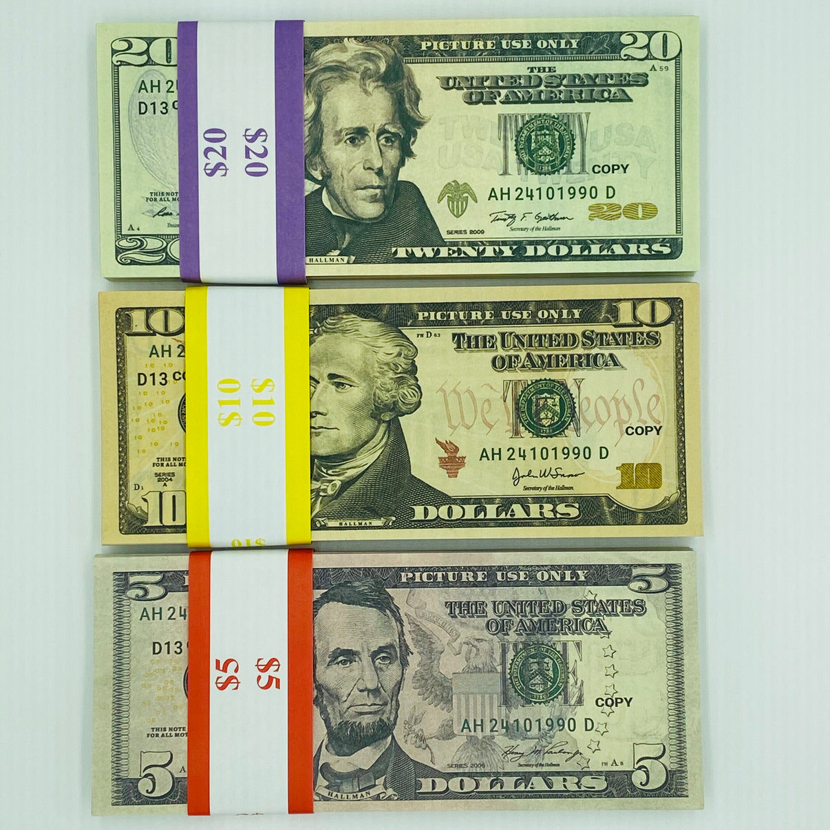 3 Type Mix Prop Money-Double Sided Full Print Fake 400 Pcs $20,$10,$5 ...