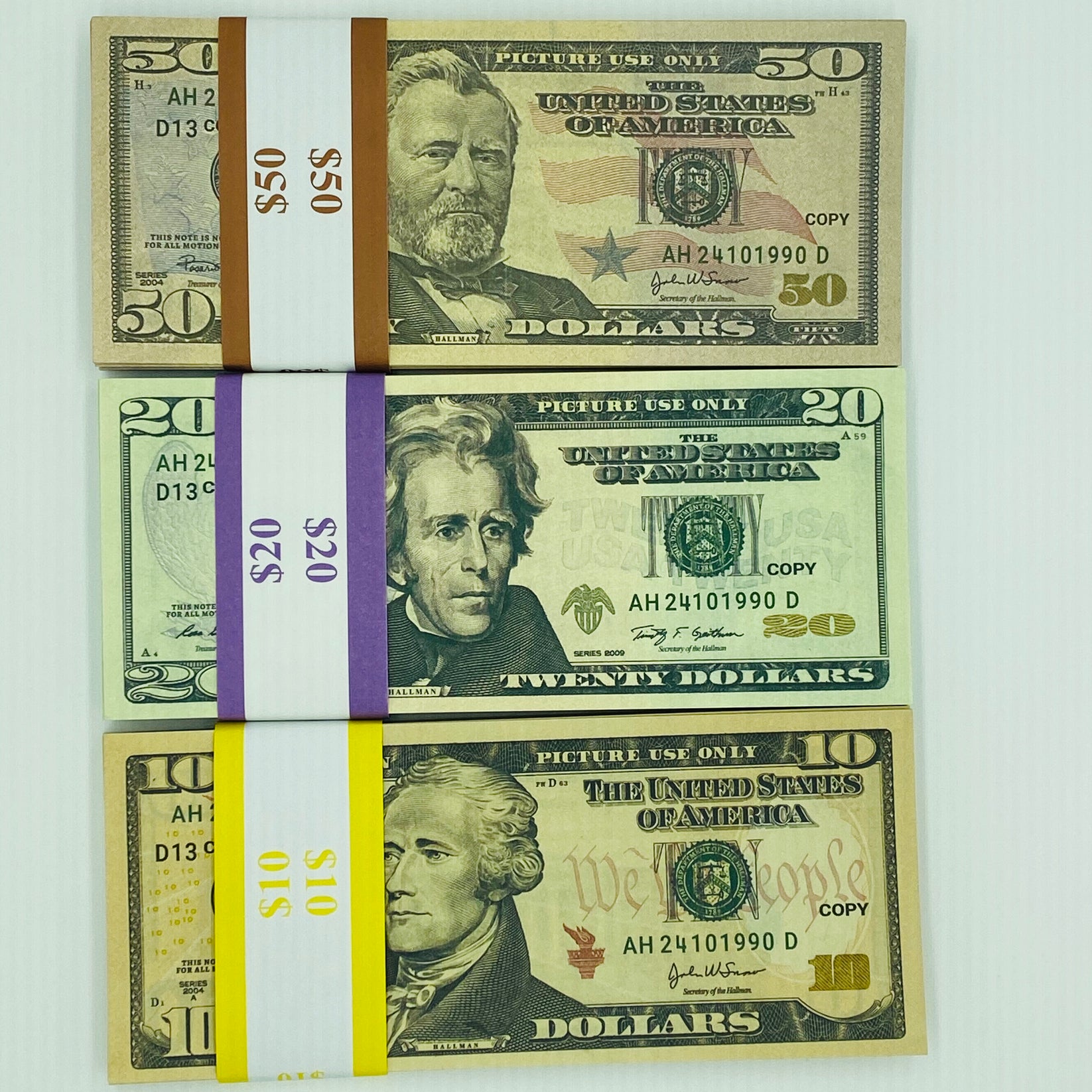 Mix 3 Type 100 Pcs Prop Money-Double Sided Full Print Play Dollar $50 ...