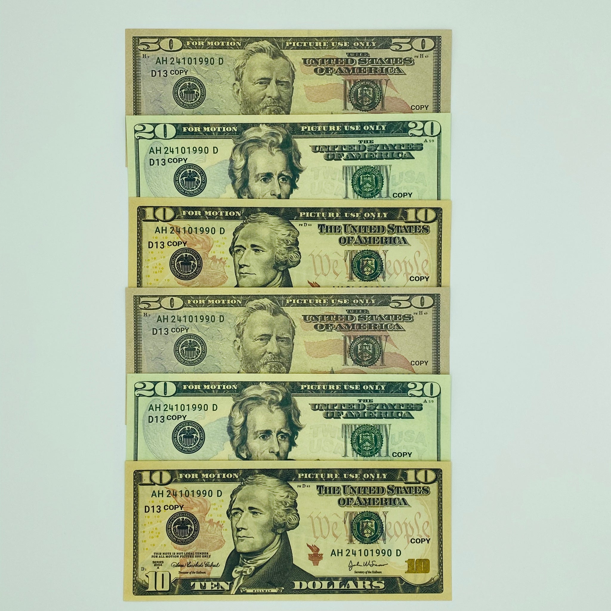 Mix 3 Type 100 Pcs Prop Money-Double Sided Full Print Play Dollar $50 ...