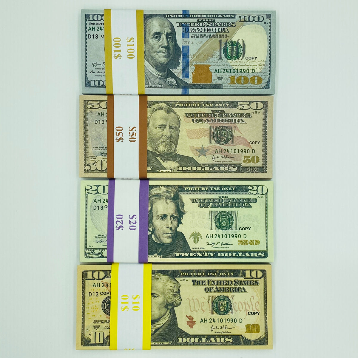 4 Type Mix Prop Money-Double Sided Full Print fake Dollar 200 Pcs $100 ...