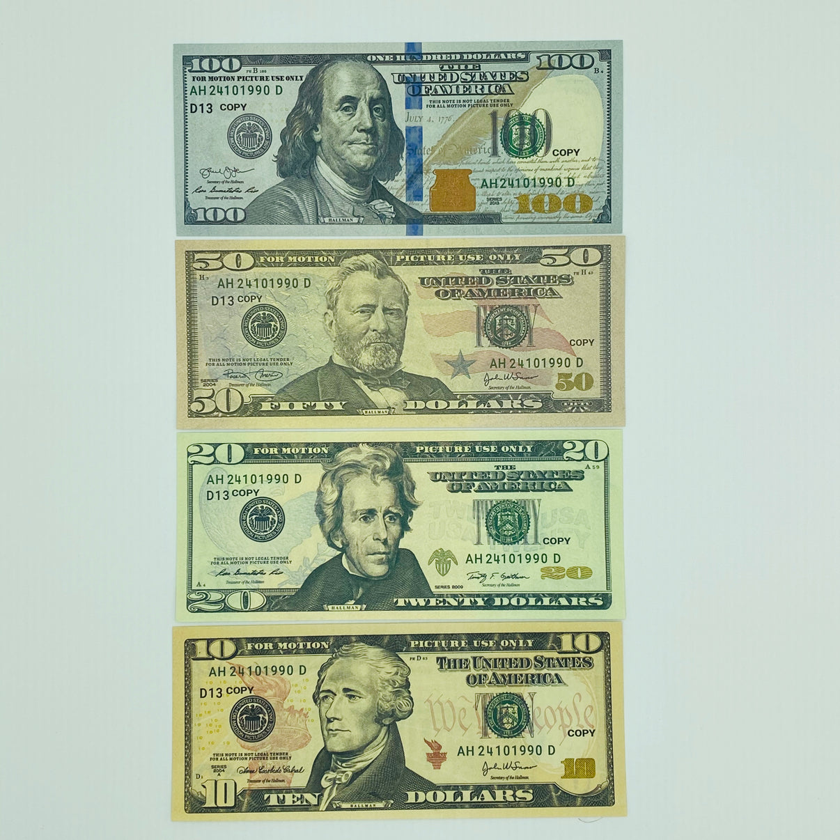 4 Type Mix Prop Money-Double Sided Full Print fake Dollar 200 Pcs $100 ...