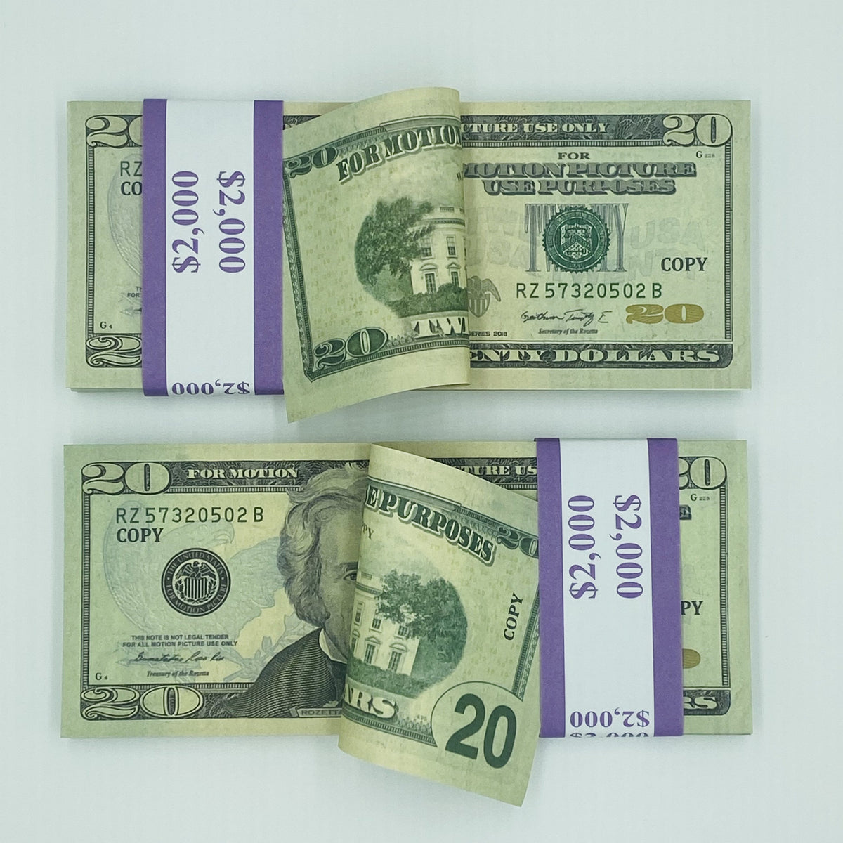 200 Pcs $20 Replica Prop Money Double Sided Looks Real Full Printed ...