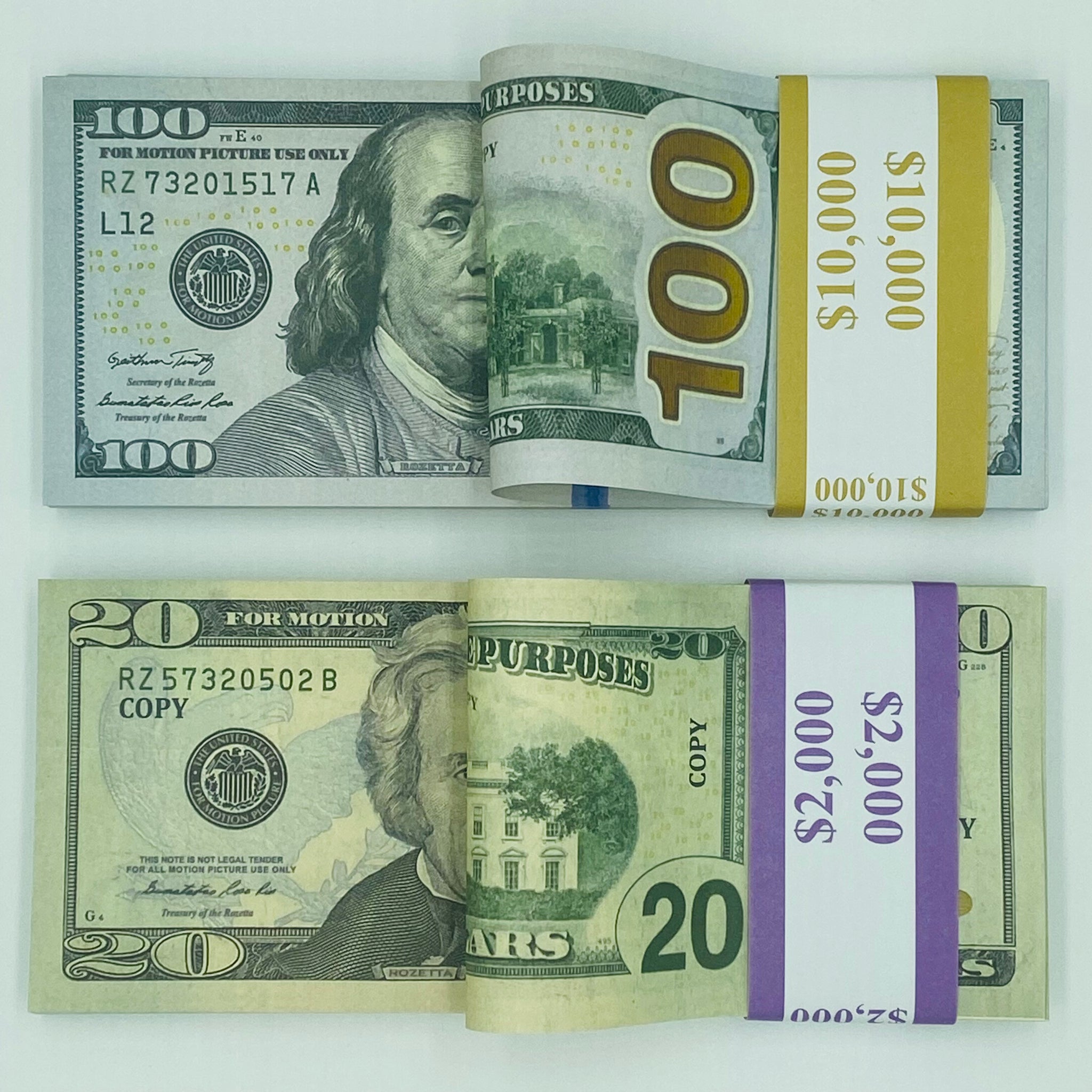 Prop Money Replica Double Sided Full Print Fake 200 Pcs $100,$20 ...