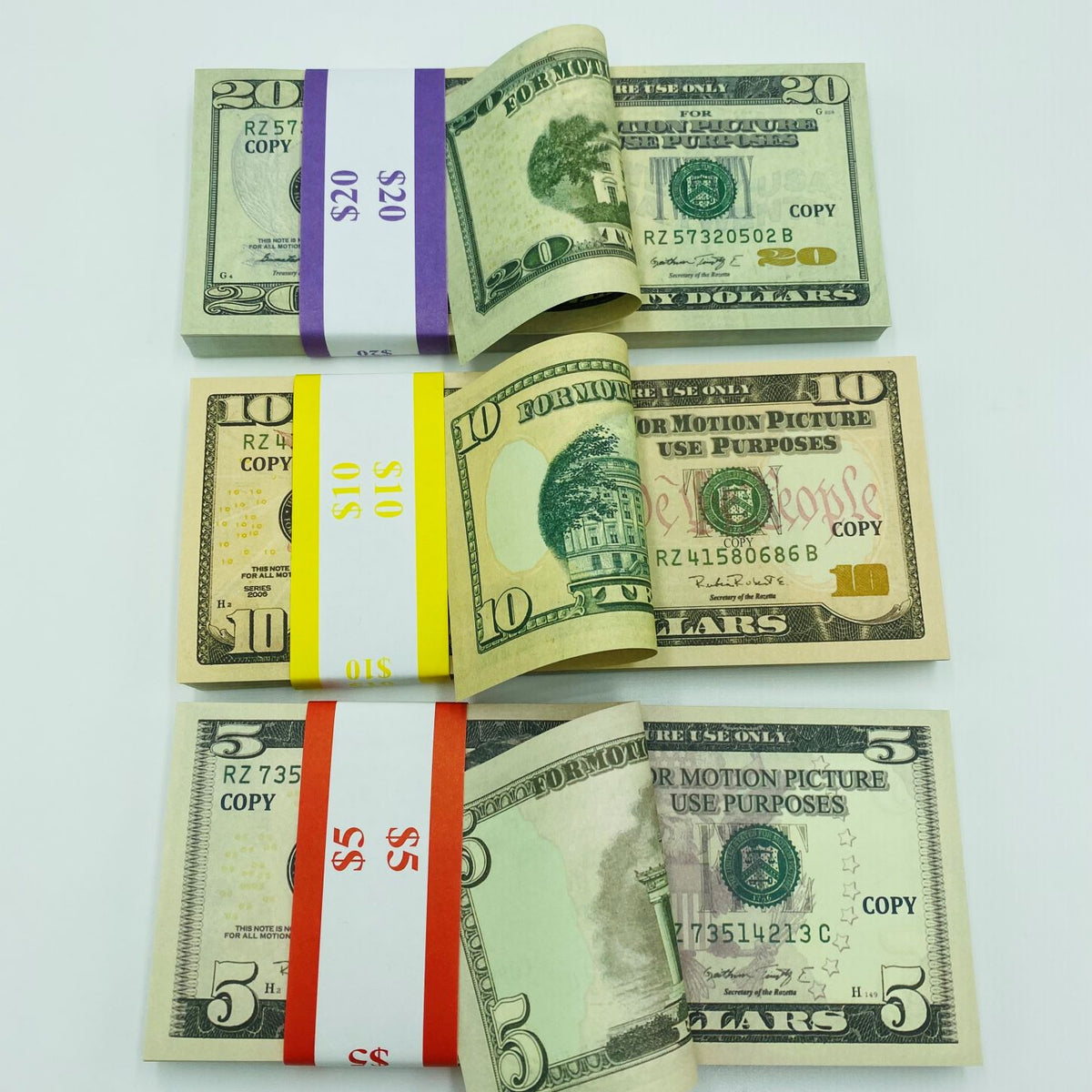 Prop Money Replica Double Sided Full Print Fake 100 Pcs $20,$10,$5 ...