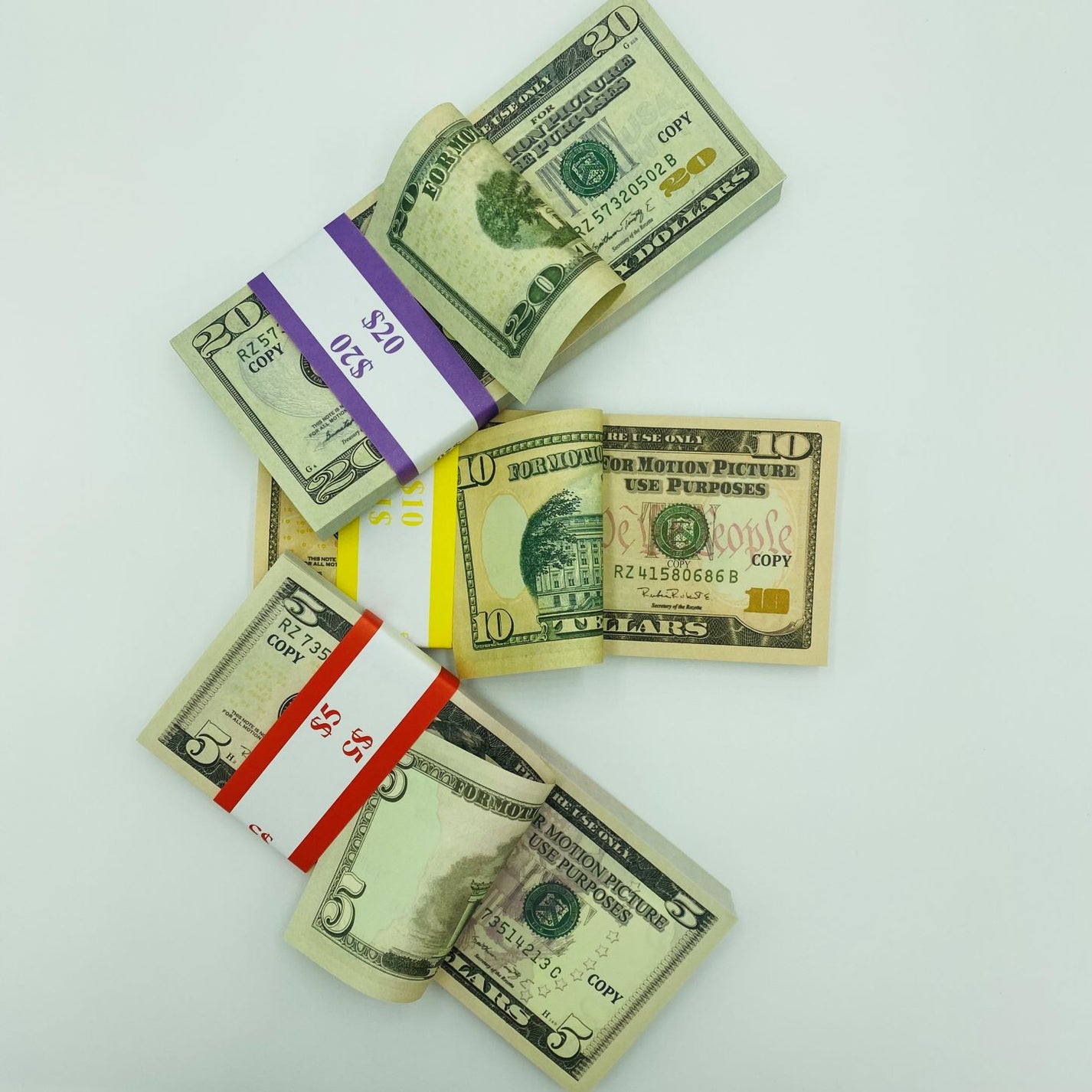 Prop Money Replica Double Sided Full Print Fake 100 Pcs $20,$10,$5 ...