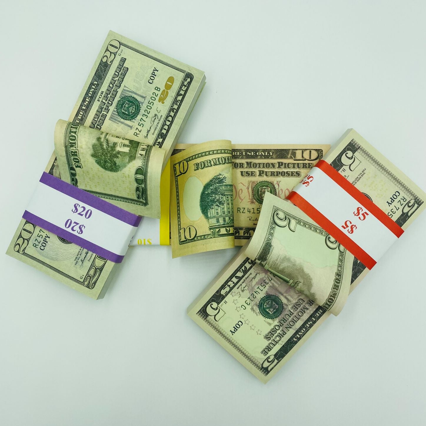 Prop Money Replica Double Sided Full Print Fake 100 Pcs $20,$10,$5 ...