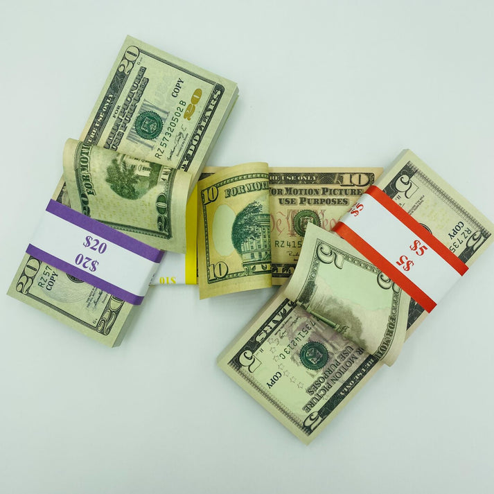 Prop Money Replica Double Sided Full Print Fake 100 Pcs $20,$10,$5 ...