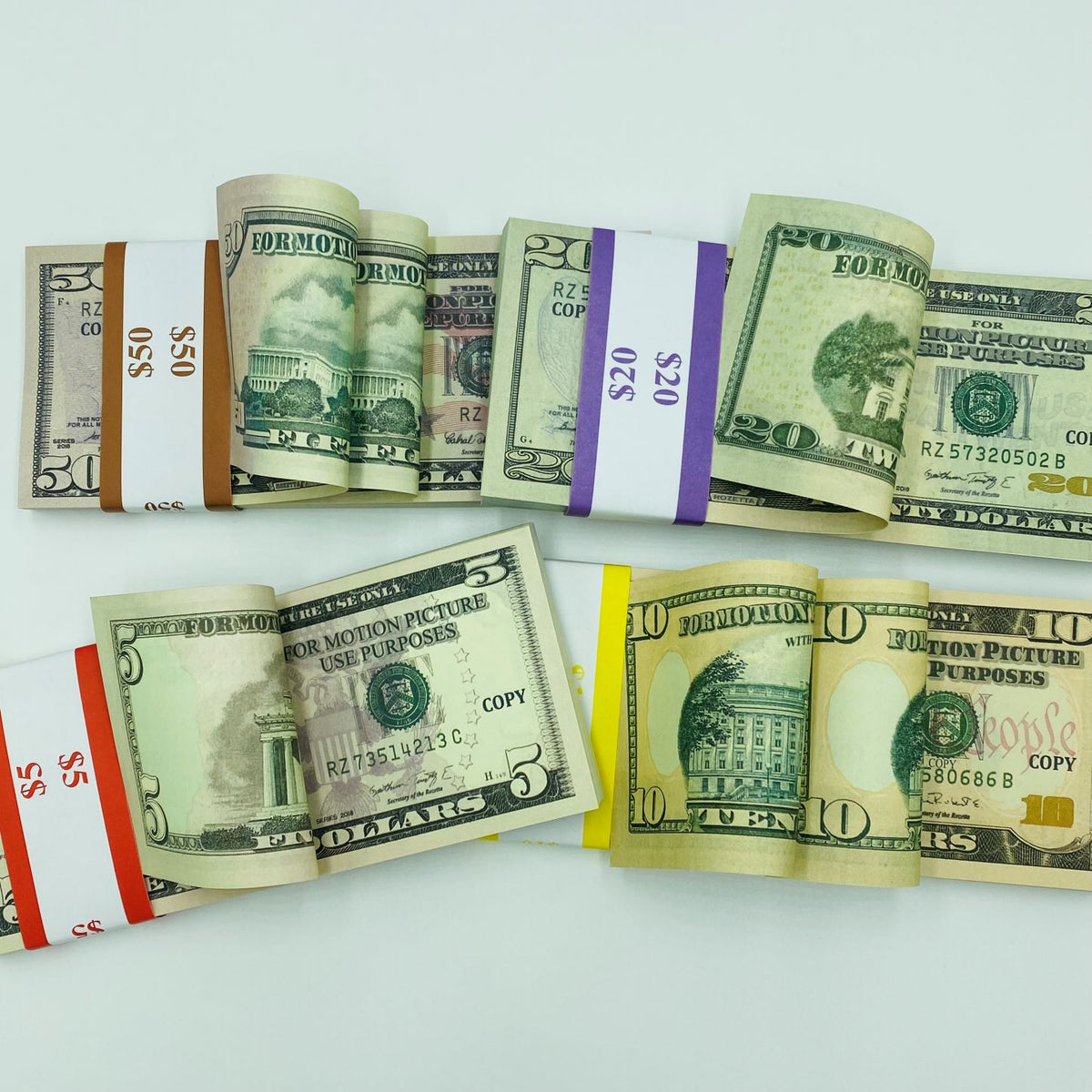 Prop Money Replica Double Sided Full Print Fake 100 Pcs $50,$20,$10,$5 ...