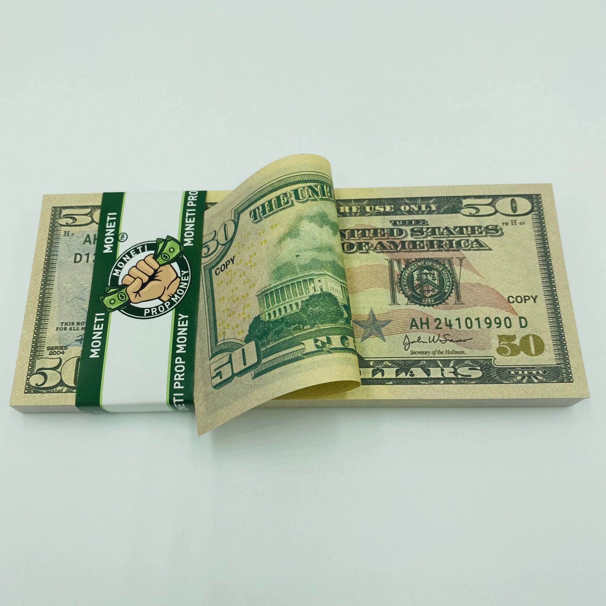 5.000 Dollar $50 Prop Money Double Sided Full Printed Stack 100 Pcs ...